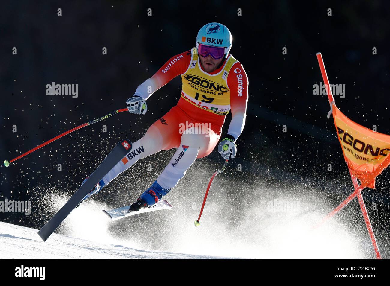 Switzerland's Alexis Monney speeds down the course during an alpine ski ...