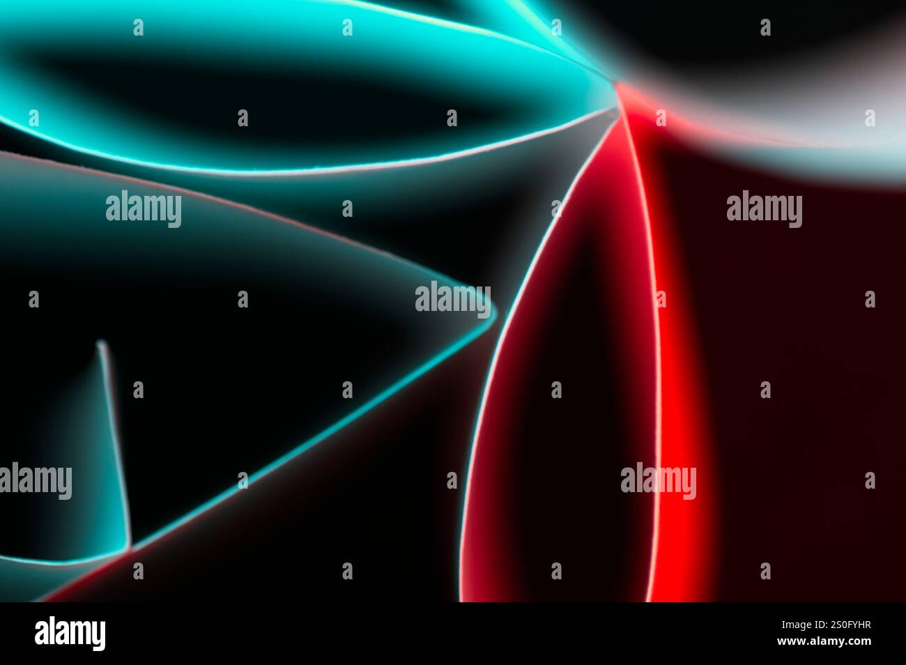 Glowing neon tubes in an abstract of red and blue on black Stock Photo ...