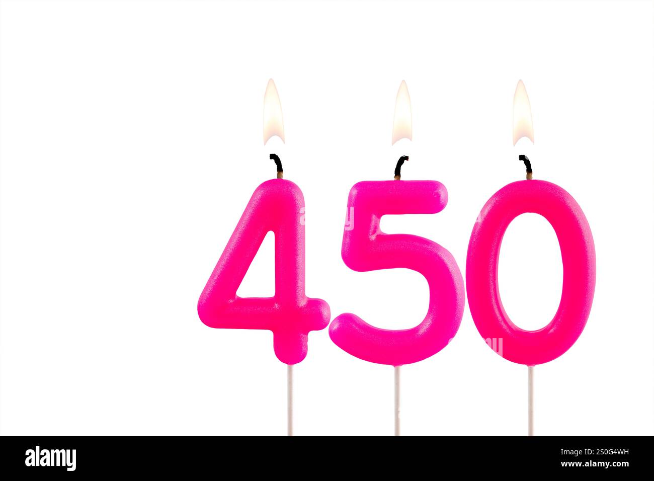 Candles forming the number 450 - white background Stock Photo - Alamy