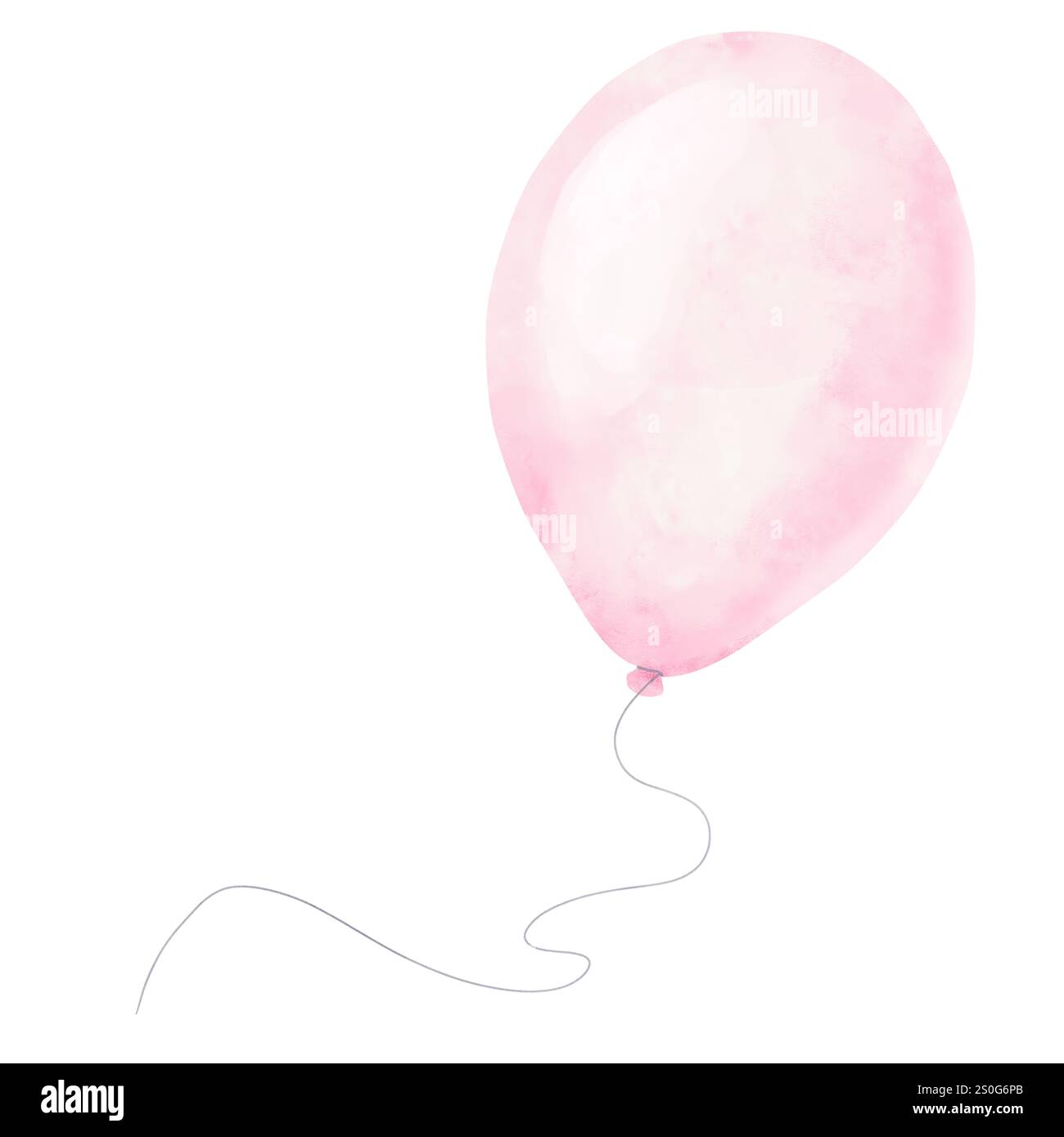 Pink oval shaped balloon. Watercolor digital illustration. Balloon on a ...