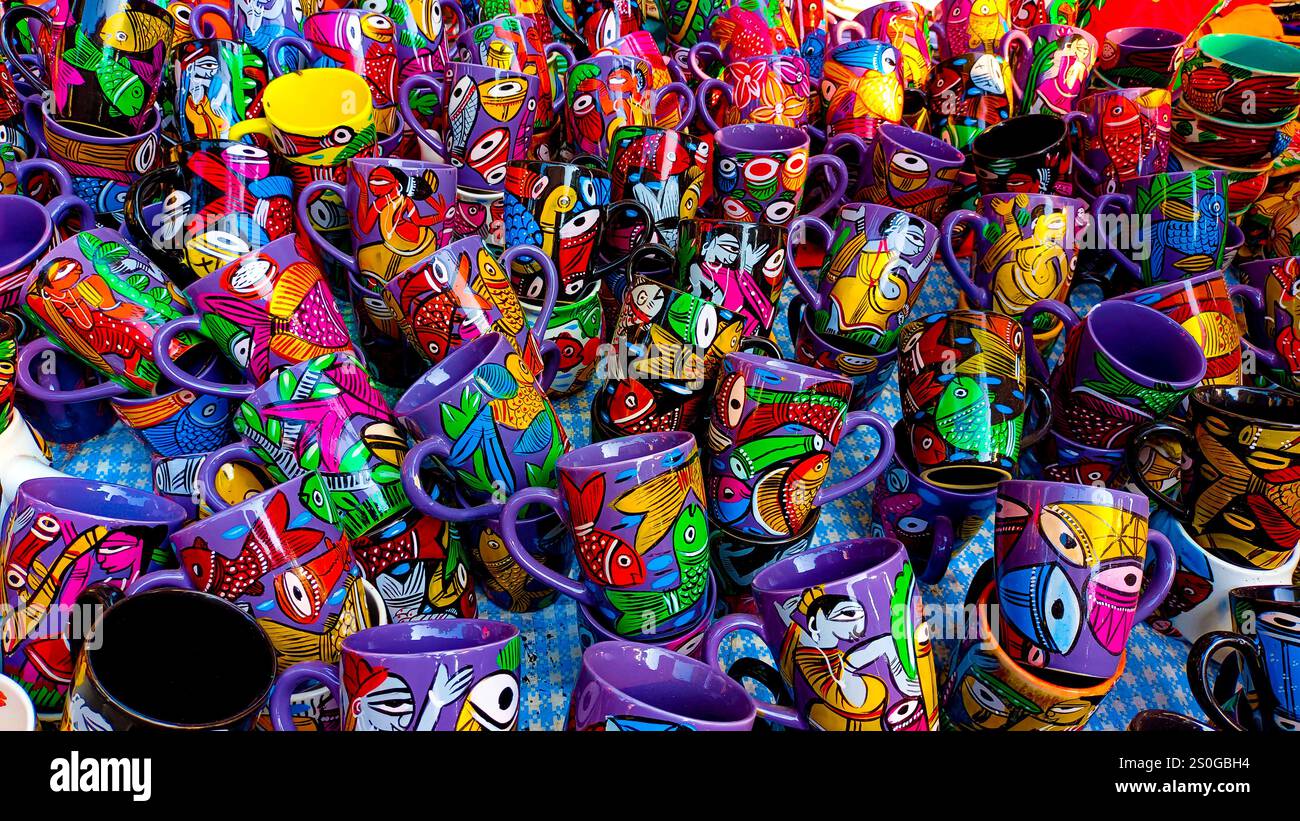 hand-painted ceramic coffee mugs and cups hand crafted by rural ...