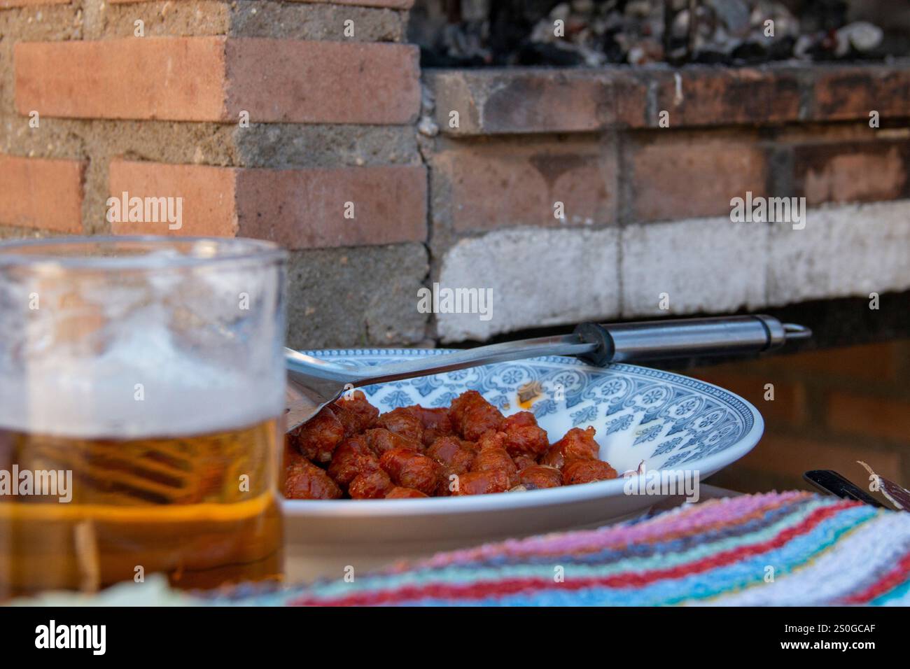 Preparing La Mancha or Castilian migas as a family where everyone eats ...