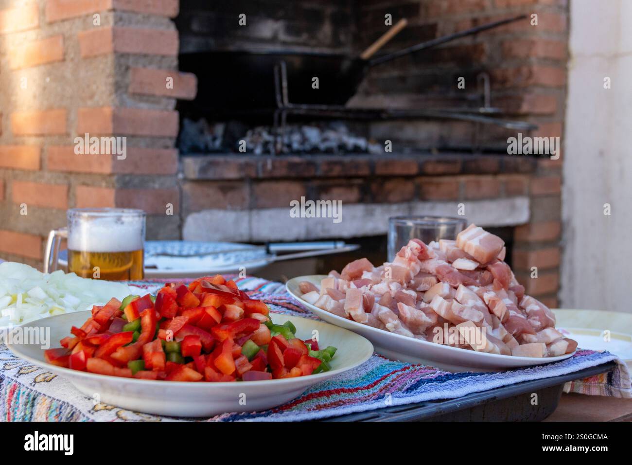 Preparing La Mancha or Castilian migas as a family where everyone eats ...
