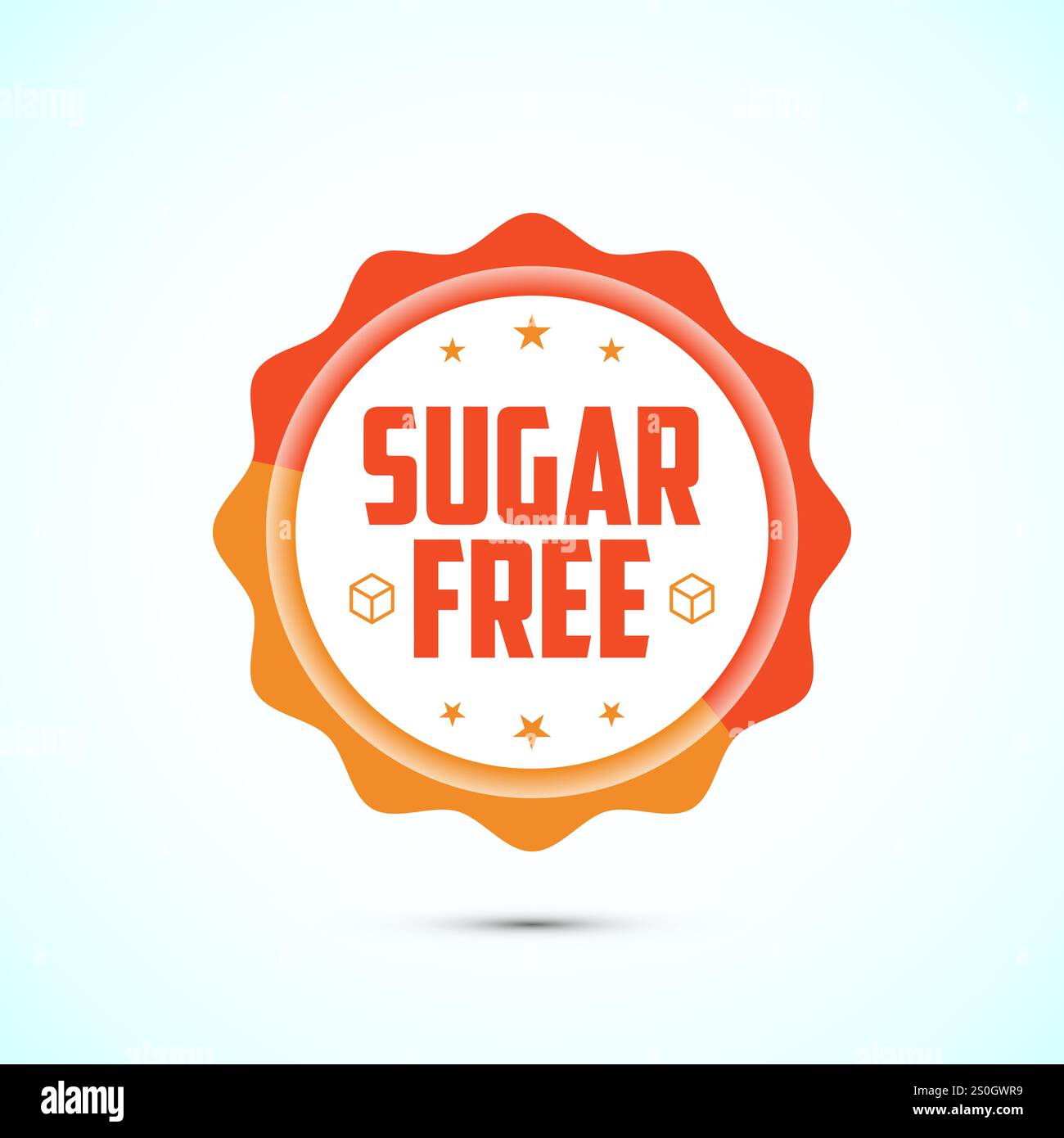 Sugar free icon badge label or sticker. Diabetic icon. No sugar symbol ...