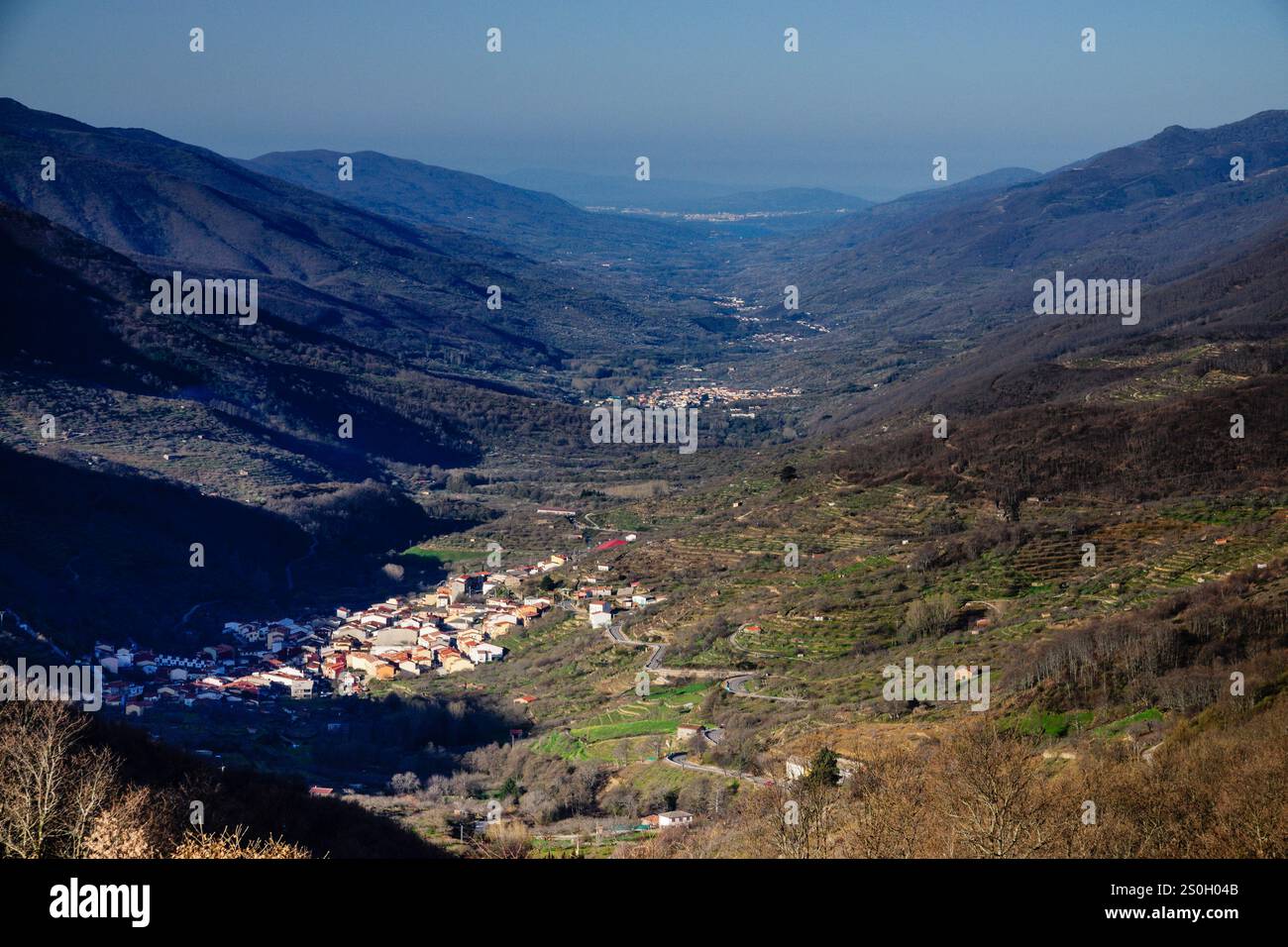 villages of the Jerte Valley from the Puerto de Tornavacas viewpoint ...