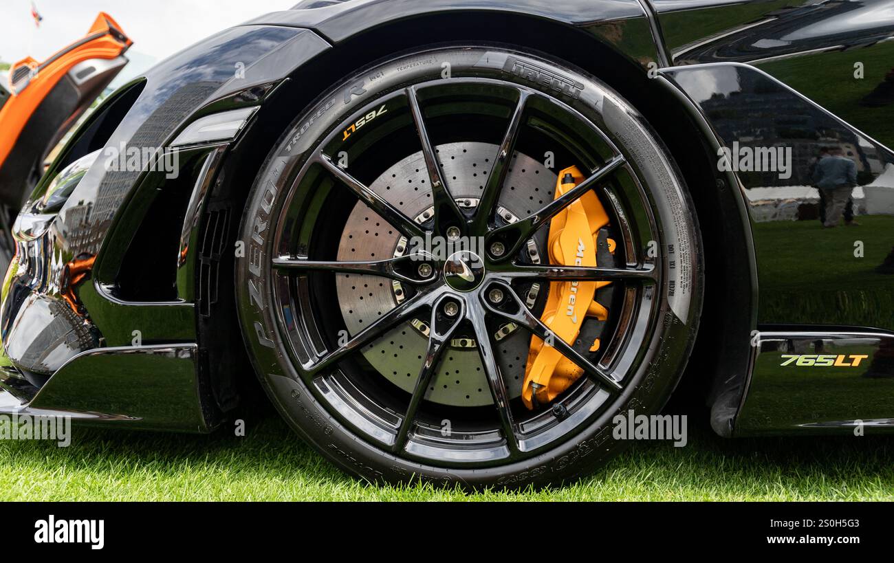 The wheel of an McLaren supercar at the London Concours 2024 Stock ...