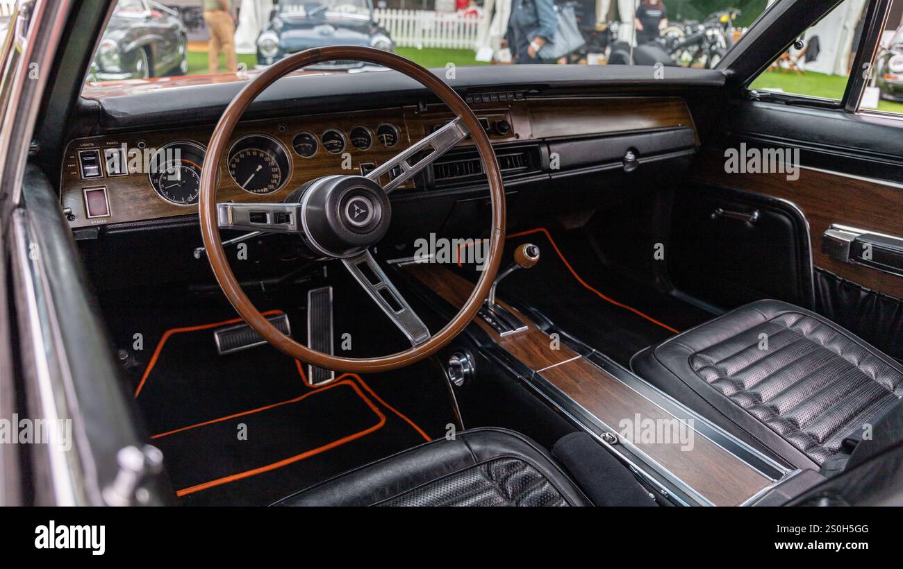 Interior of a classic car at the London Concours 2024 Stock Photo - Alamy