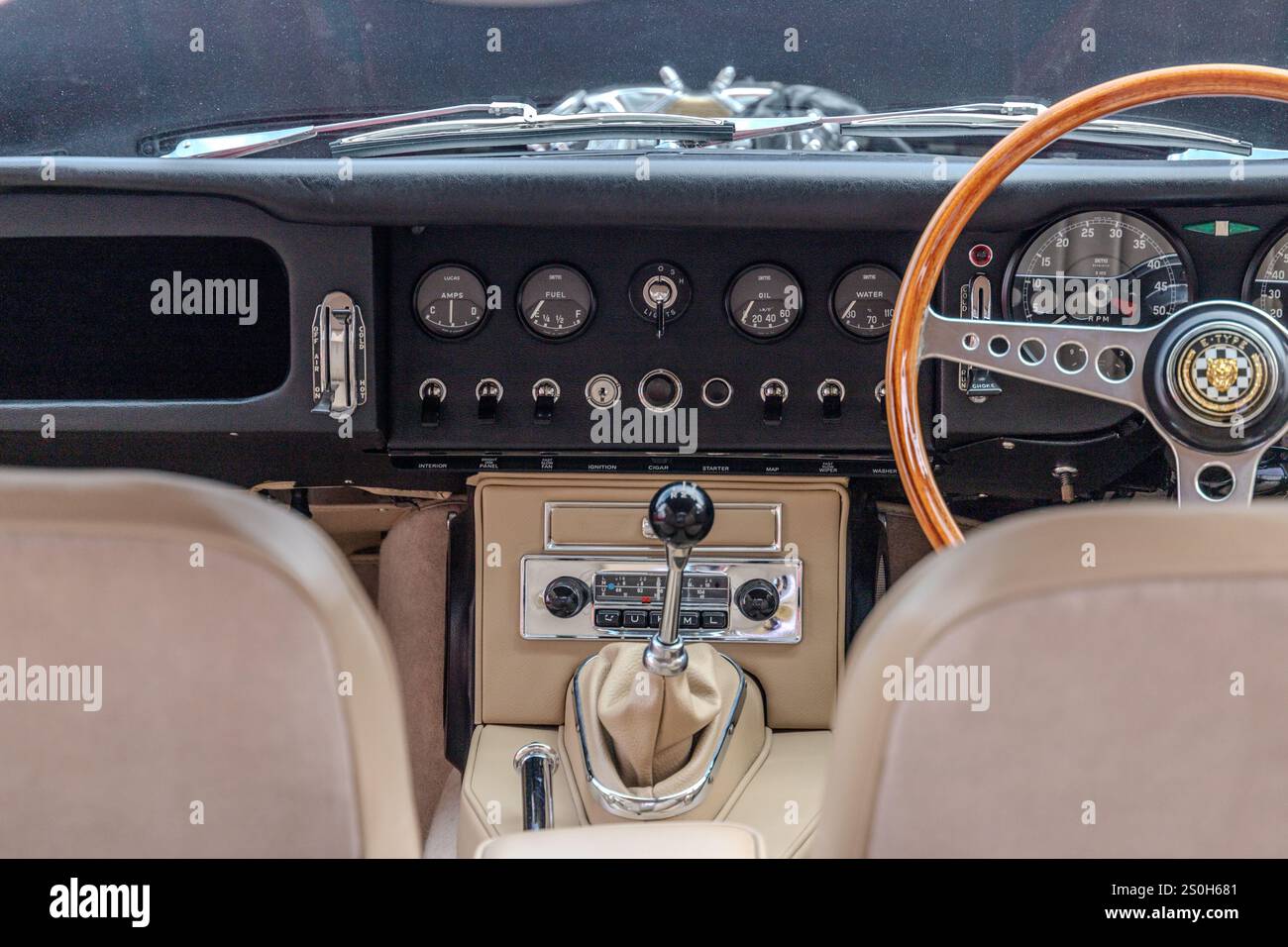 Jaguar E-Type interior at the London Concours 2024 Stock Photo - Alamy