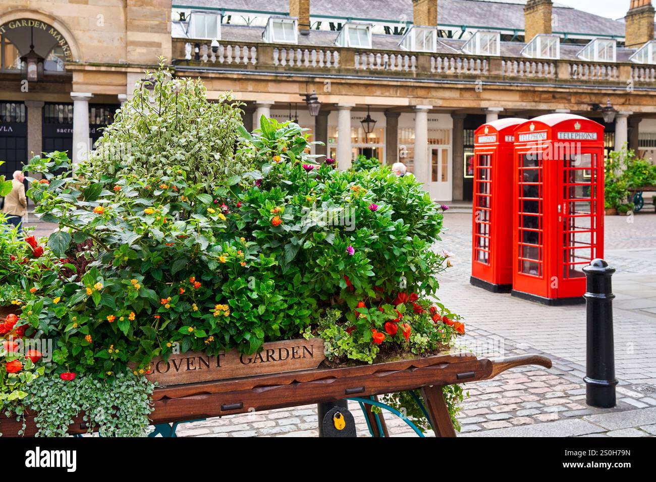 Cart with flowers and plants, The Covent Garden Market, London, England ...