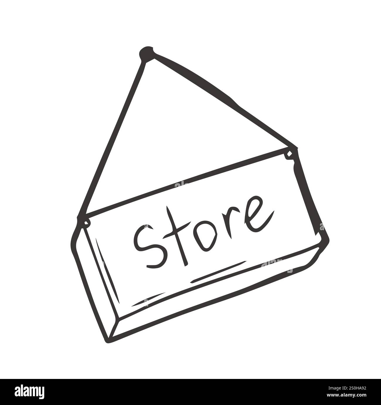 Hand drawn store door sign. Doodle sketch style. Shop door or window ...