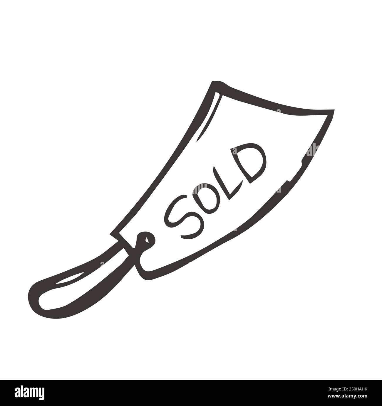 doodle style vector illustration. sign with the inscription sold. Cute ...
