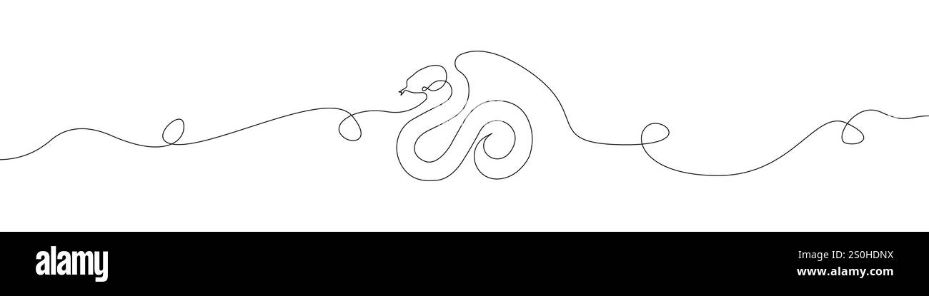 One line Snake icon vector background. Snake icon. Continuous outline ...
