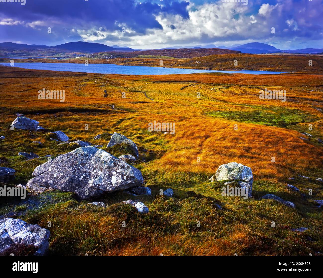 An sweeping view of the moorland landscape of the Isle of Lewis in the ...