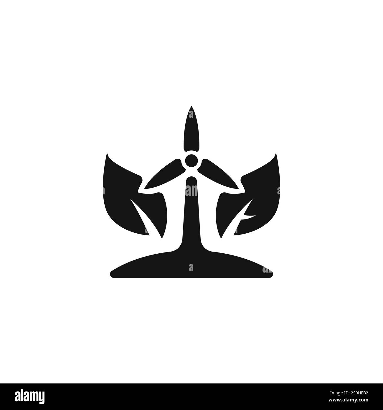Windmill icon with leaves ecology symbol. Alternative energy source ...