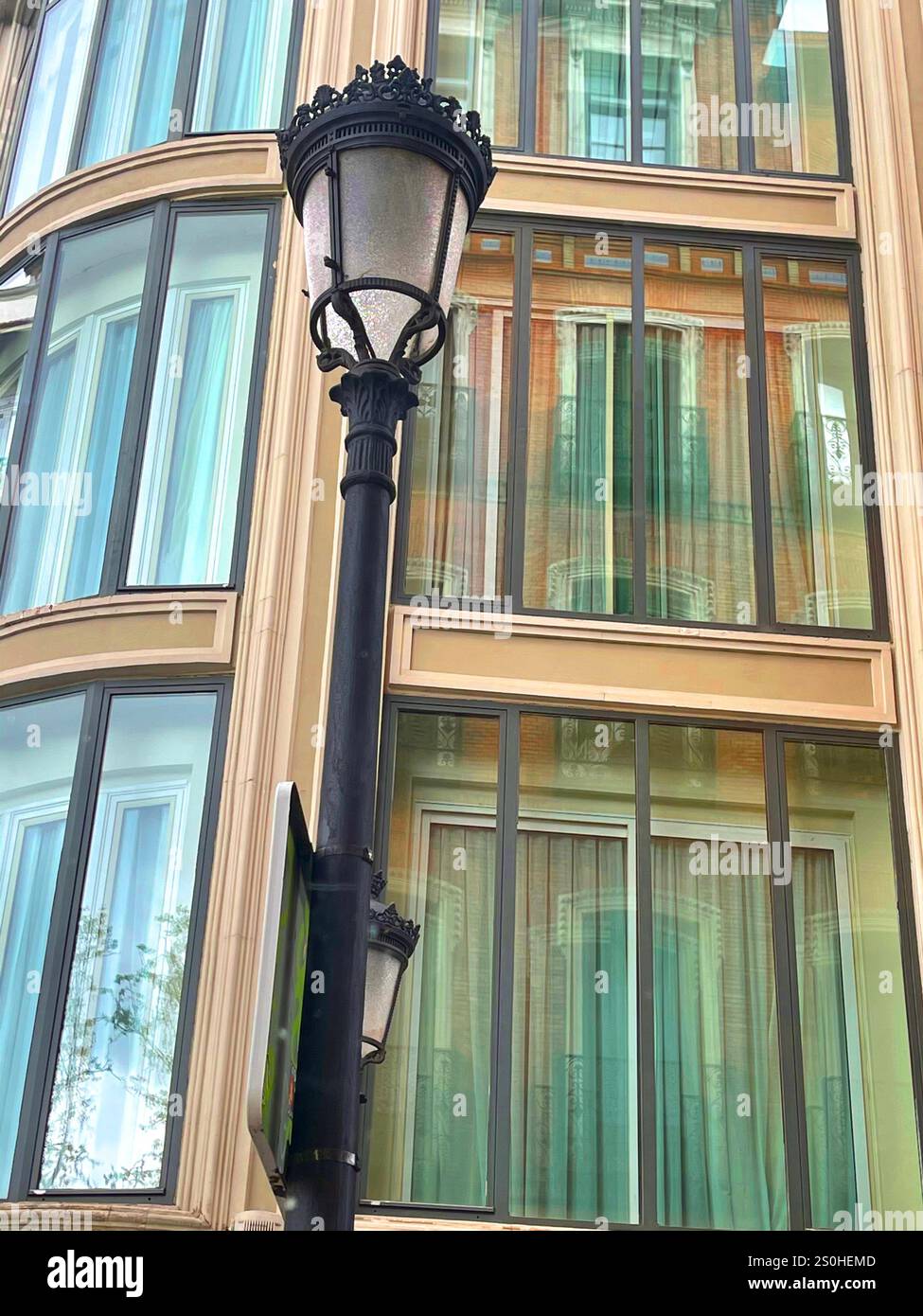 Street lamp and facade of house. Madrid, Spain Stock Photo - Alamy