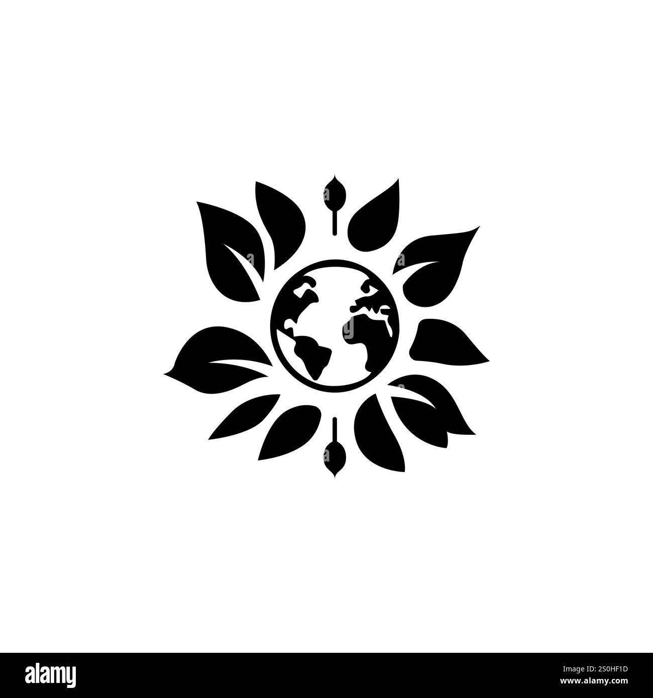 Planet ecology icon vector. Earth biosphere preservation logo. Black ...