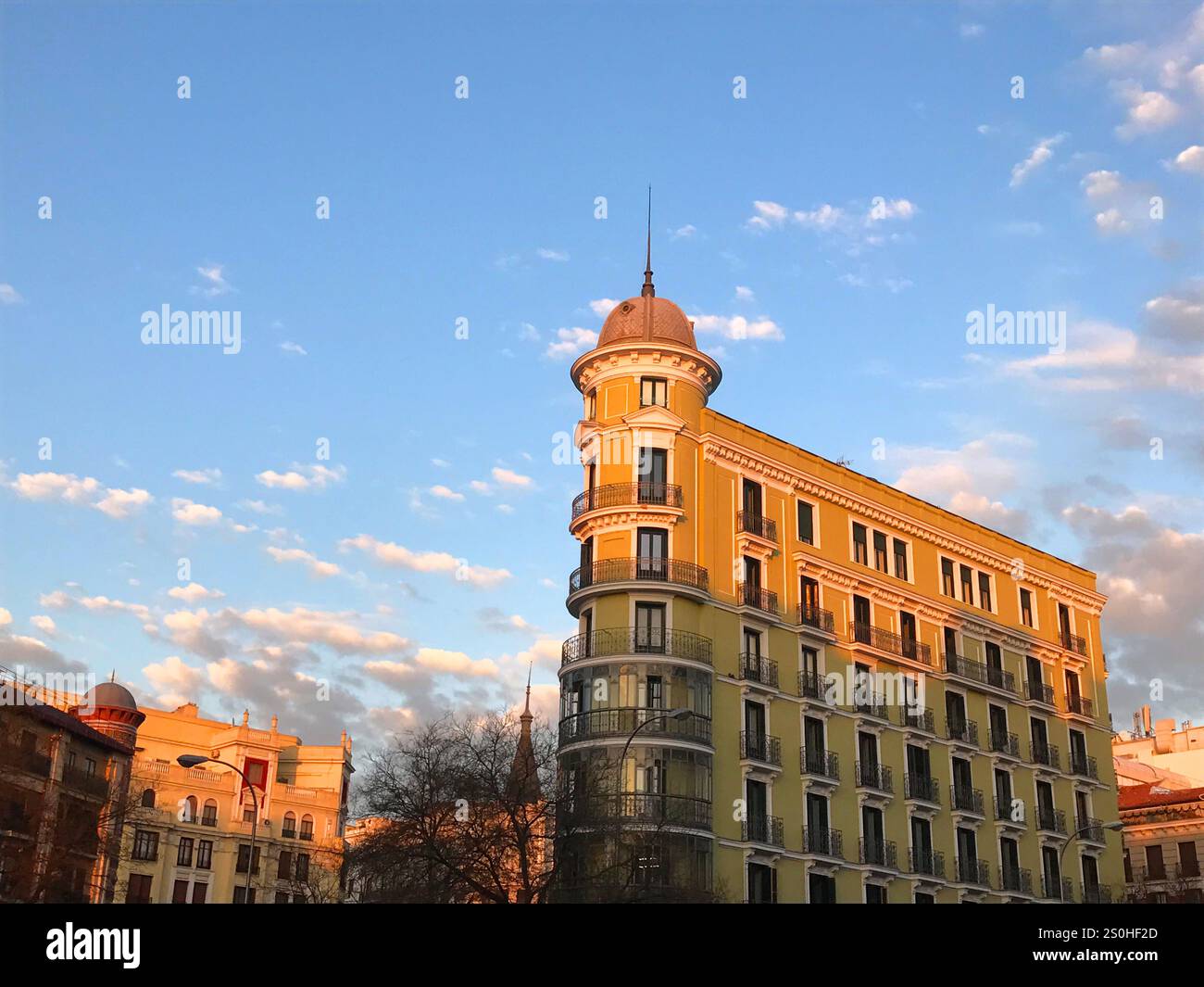Facade of building. Felipe II avenue, Madrid, Spain Stock Photo - Alamy