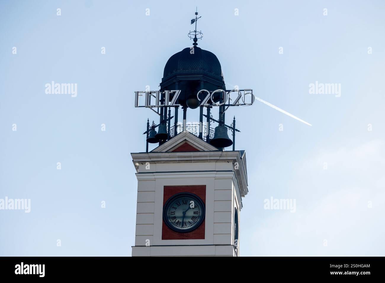 The illuminated sign reading 'Happy 2025' placed for the New Year's Eve ...