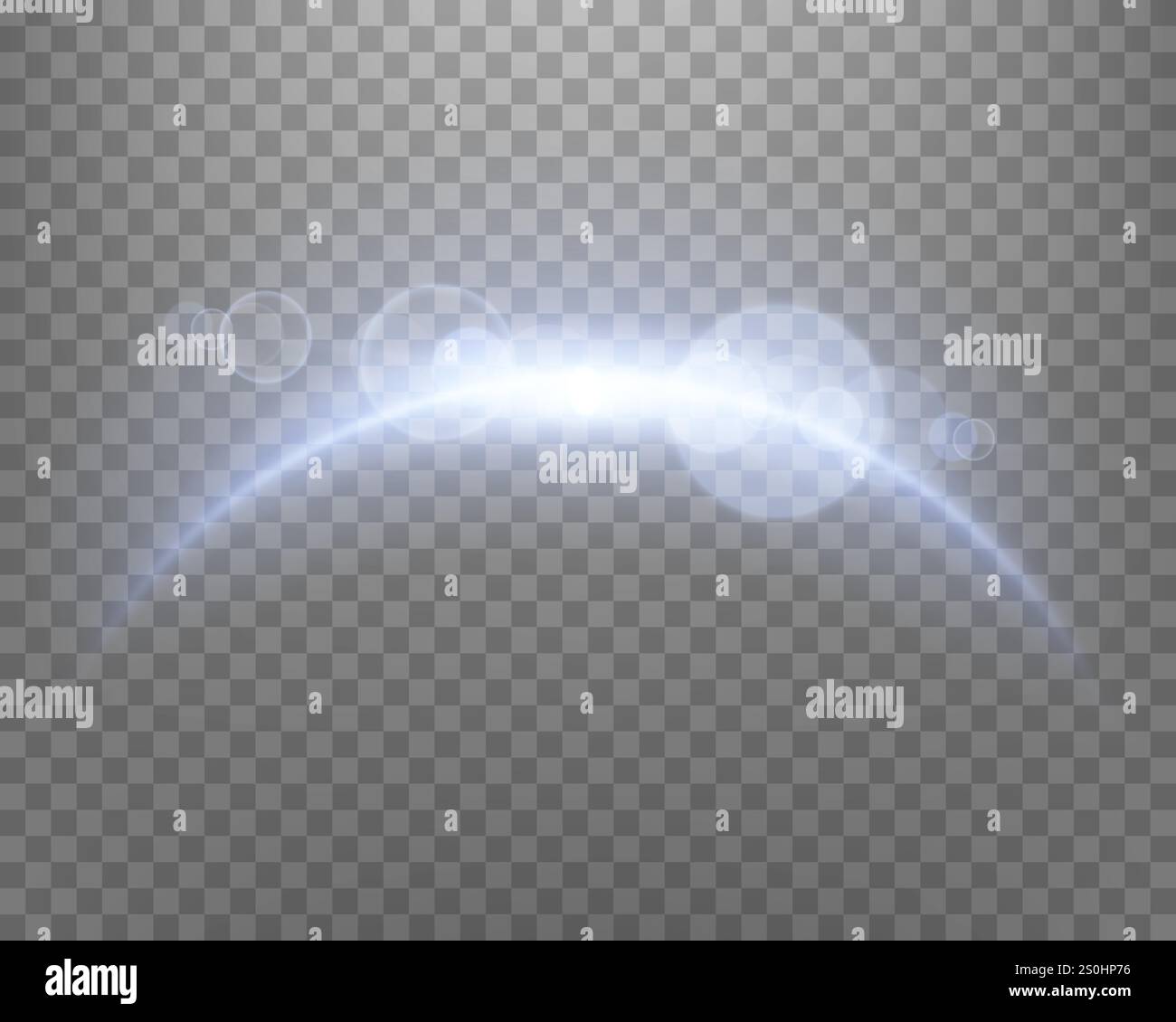 Blue magic arch with glowing particles, sunlight lens flare. Neon ...