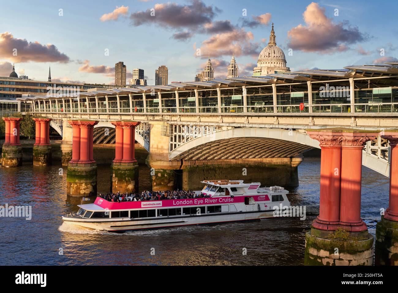 View of the Blackfriars Rail Bridge from the Blackfriars Bridge, River ...