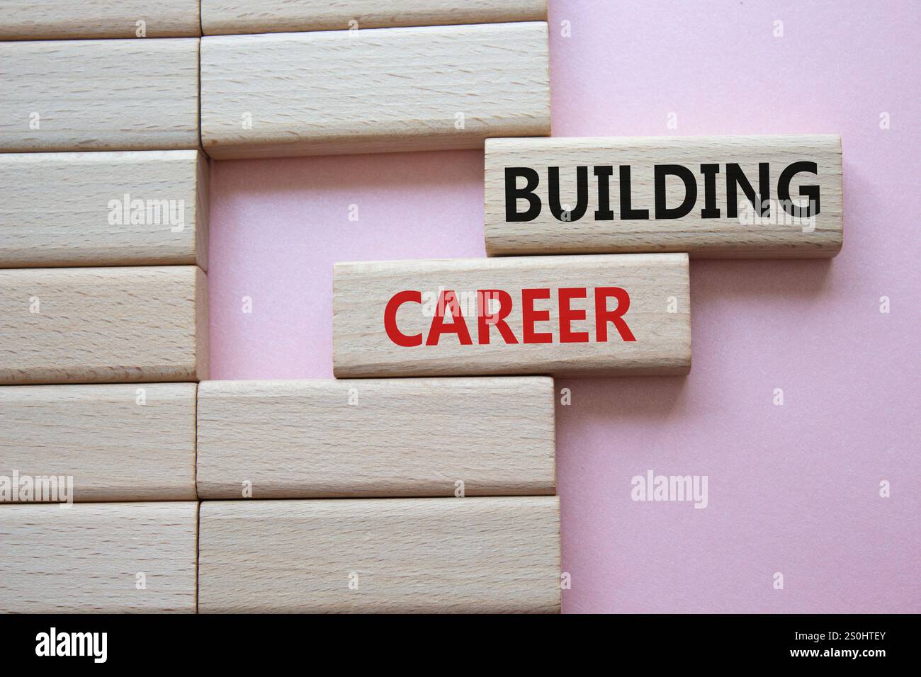 Building Career symbol. Wooden blocks with words Building Career ...