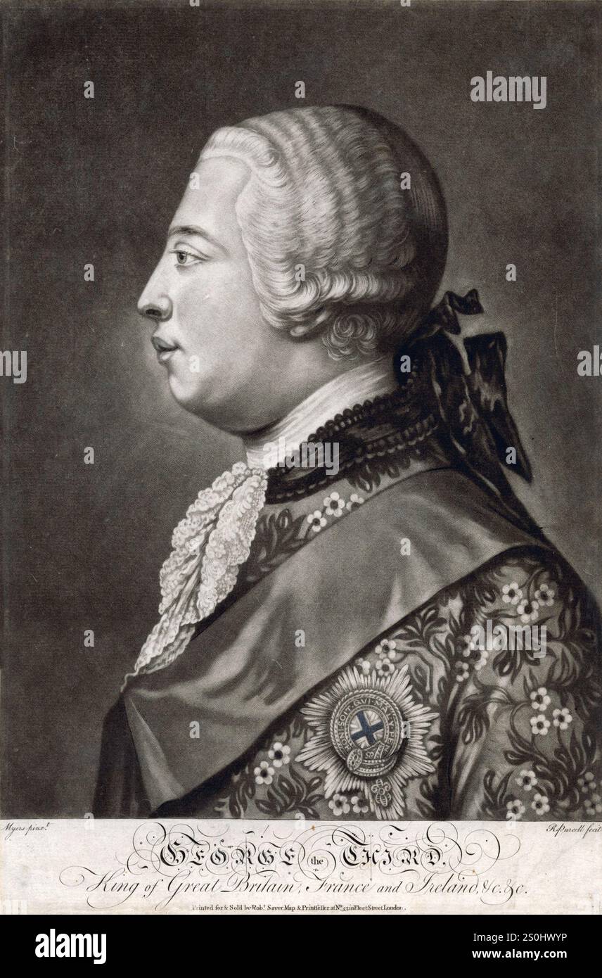 Print Portrait of King George III Third engraver Richard Purcell 1765 ...