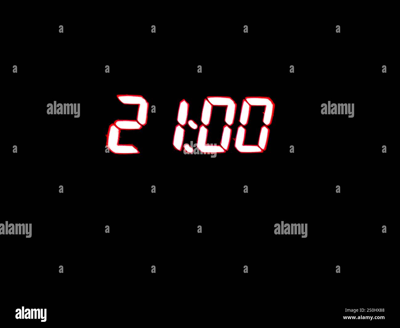 A digital clock face showing the time in white numbers on a black ...