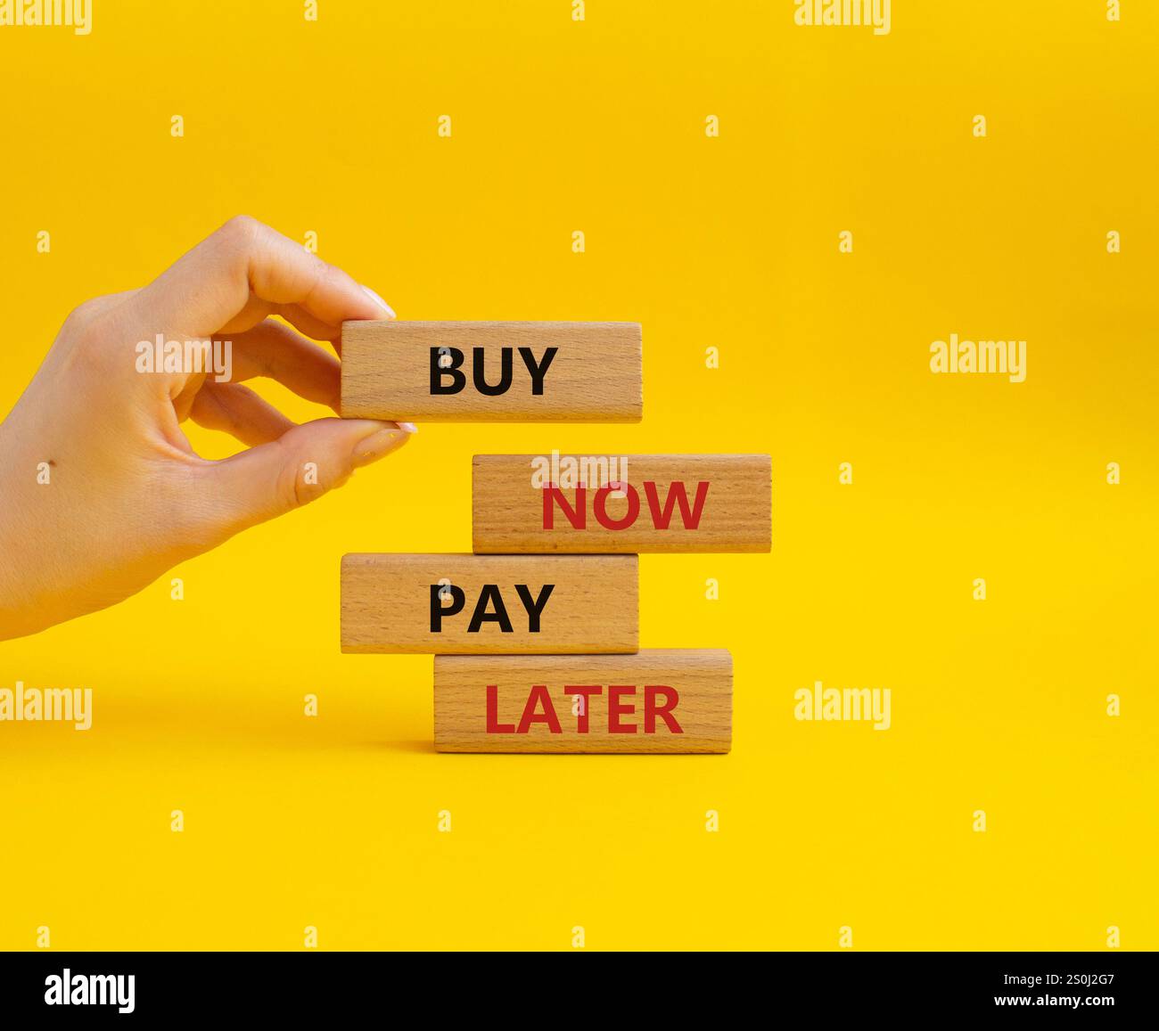 Buy now Pay later symbol. Concept word Buy now Pay later on wooden ...