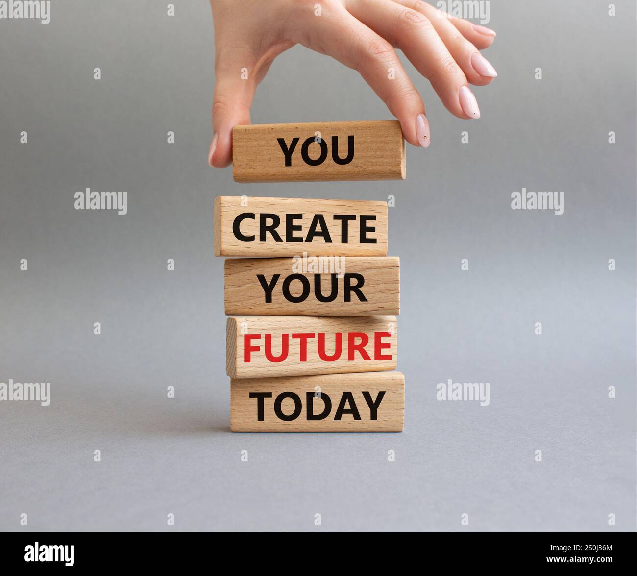 Future and development symbol. Wooden blocks with words You Create your Future today ...