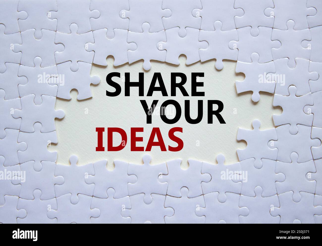 Share your Ideas symbol. Concept words Share your Ideas on white puzzle ...