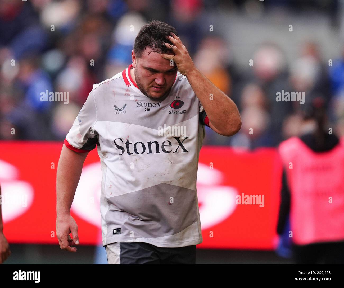 Saracens' Jamie George shows dejection during the Gallagher Premiership ...