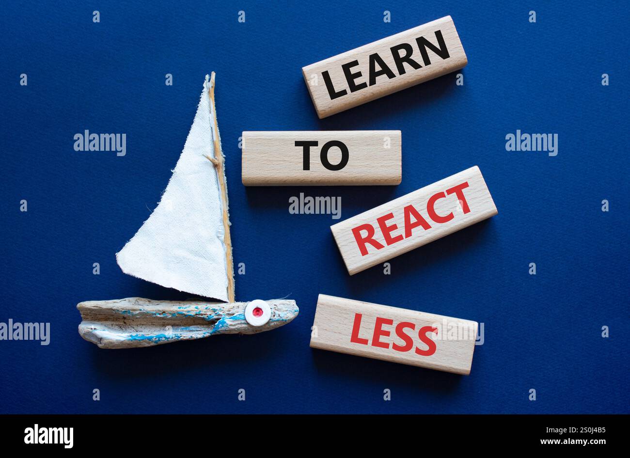 Learn To React Less Symbol Wooden Blocks With Words Learn To React