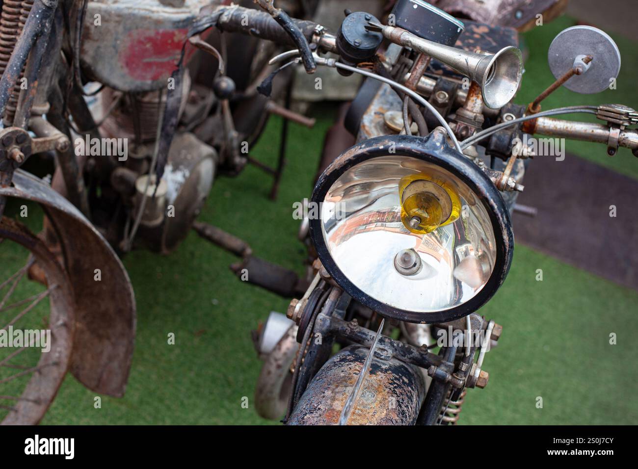 Old motorcycles at a flea market Stock Photo - Alamy