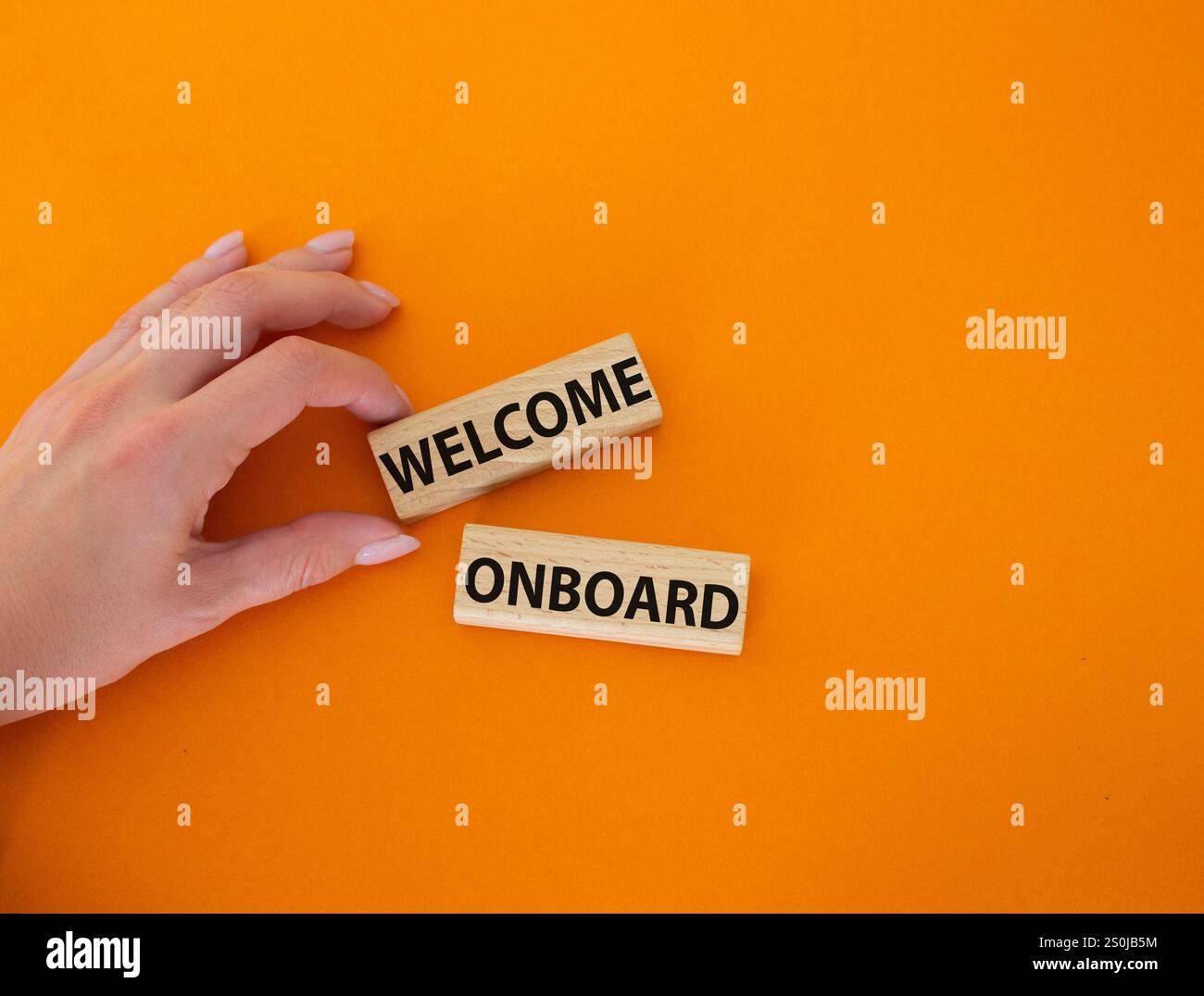 Welcome onboard symbol. Concept words Welcome onboard on wooden blocks ...