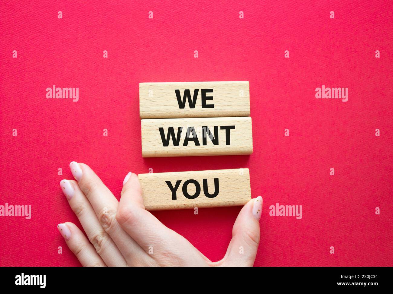 We want you symbol. Concept words We want you on wooden blocks ...