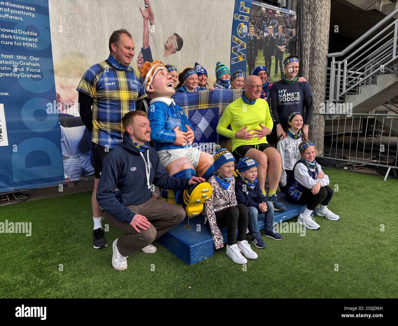 Scottish First Minister John Swinney with Sienna (7, left) and Beauden ...
