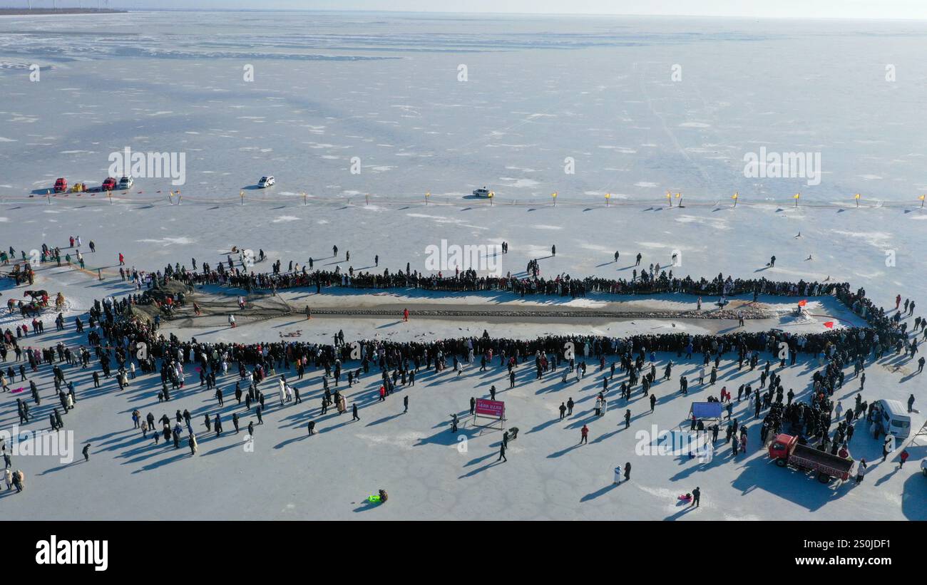 (241228) -- SONGYUAN, Dec. 28, 2024 (Xinhua) -- An aerial drone photo ...