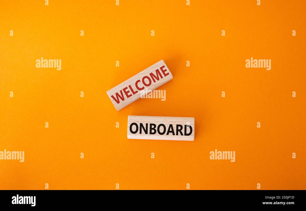 Welcome onboard symbol. Concept words Welcome onboard on wooden blocks ...