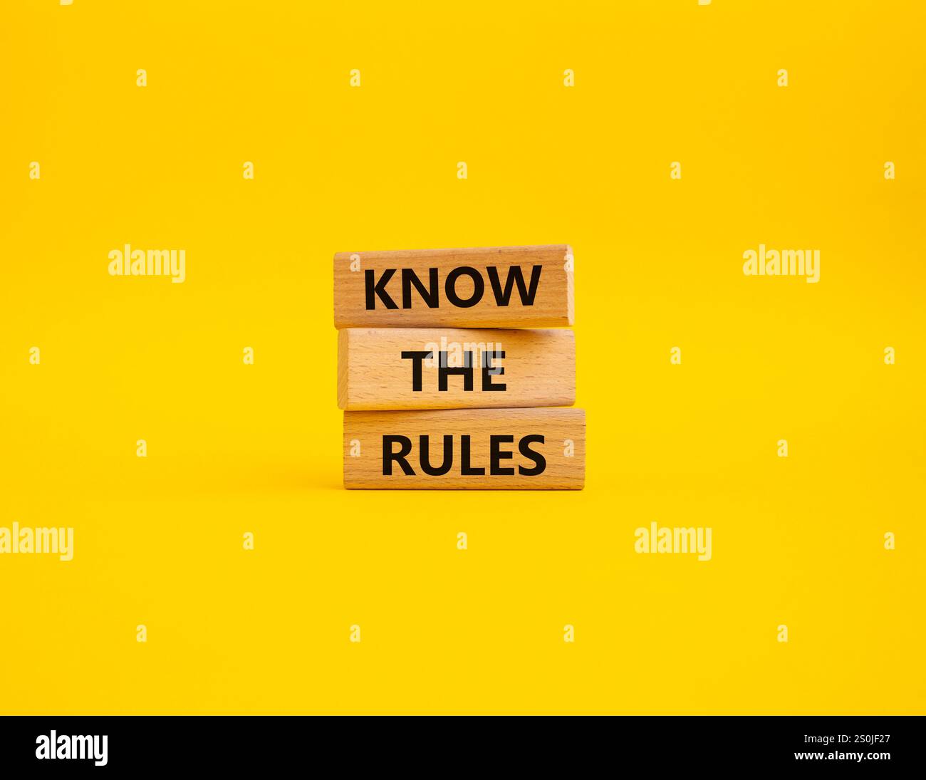 Know the rules symbol. Wooden blocks with words Know the rules ...