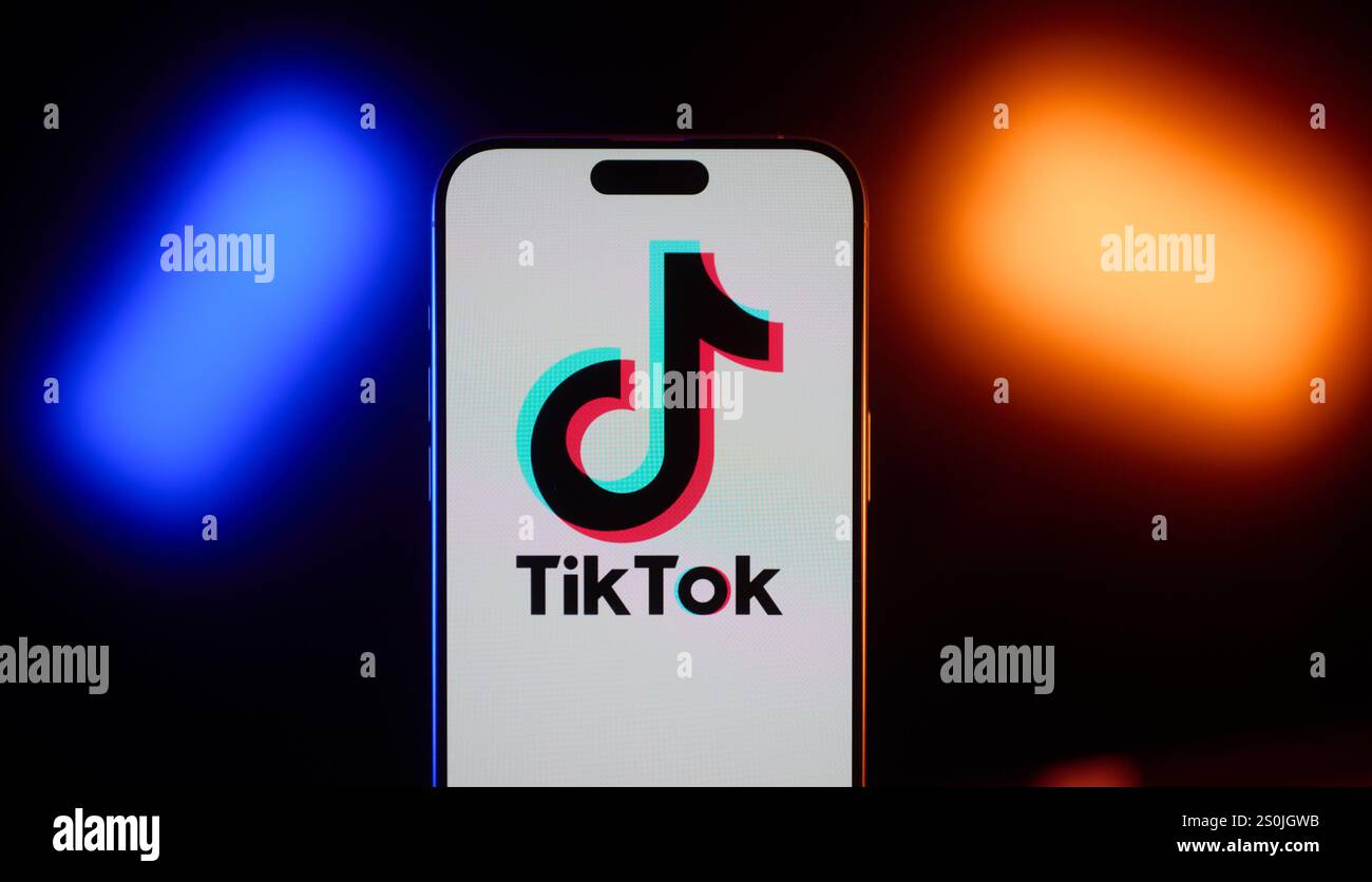 Warsaw, Poland. 28th Dec, 2024. The TikTok logo is seen in this ...