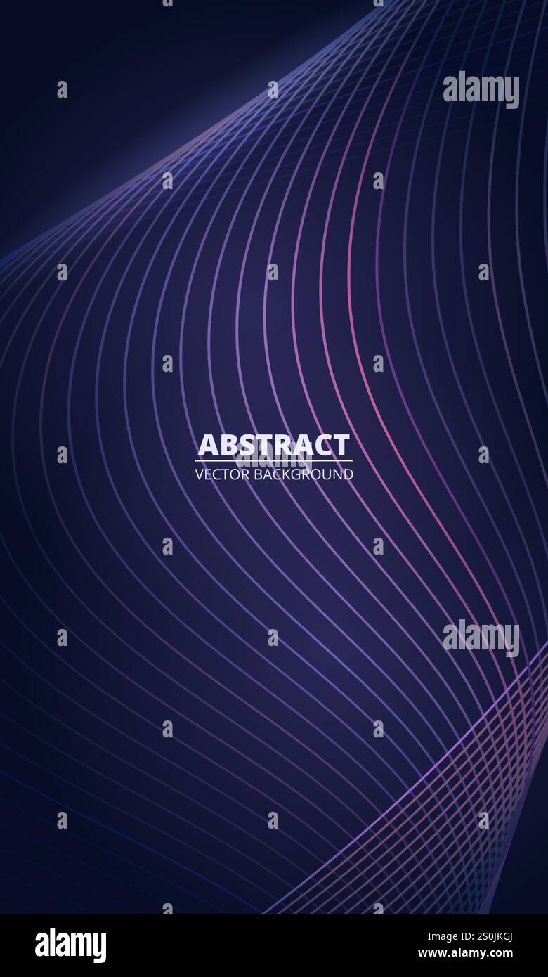 Abstract dark violet vertical vector cover background with glowing ...