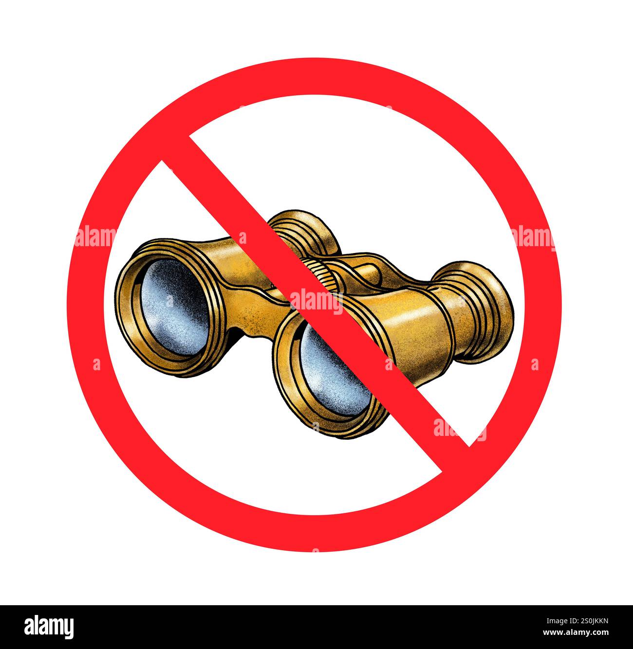 Observation is prohibited. A sign with crossed-out binoculars Stock ...