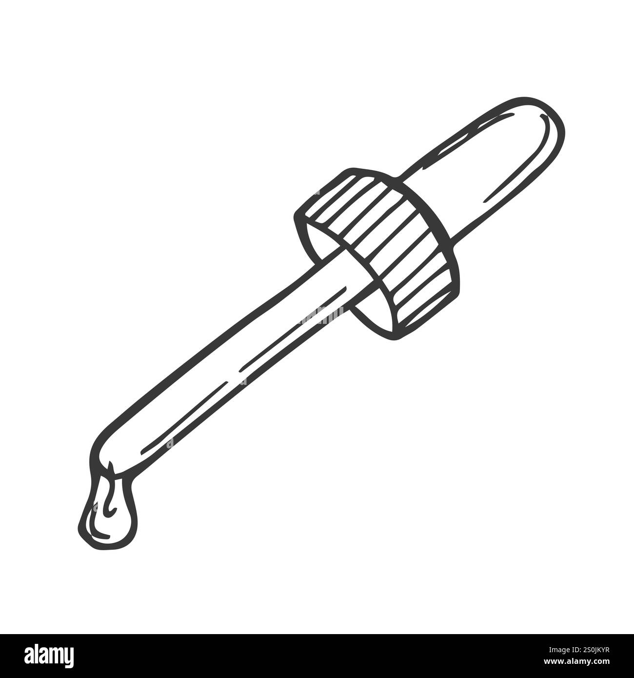 Pipette with drop liquid sketch. Cosmetic medical object. Hand drawn ...