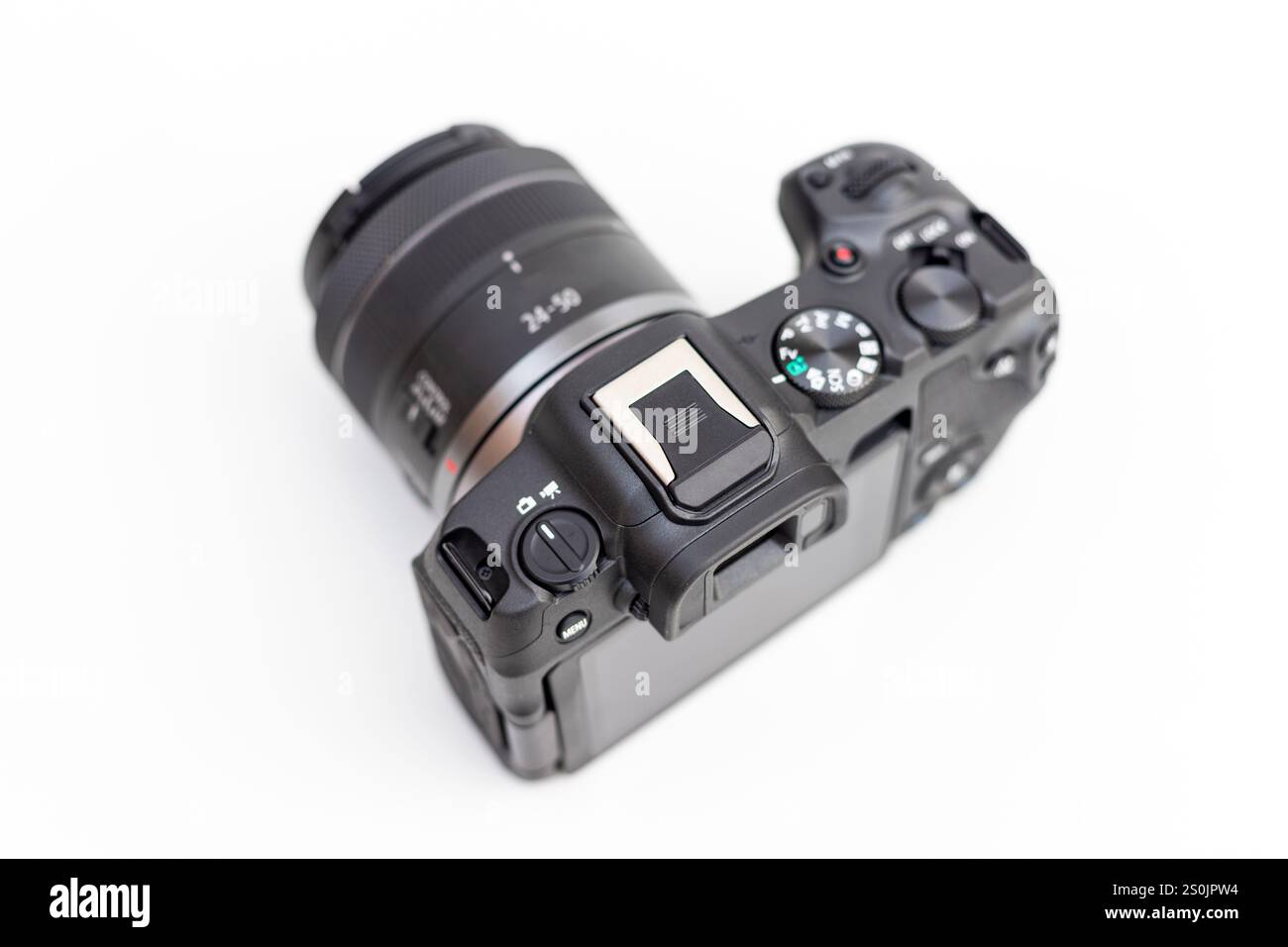 Professional lightweight new mirrorless full frame camera on white ...