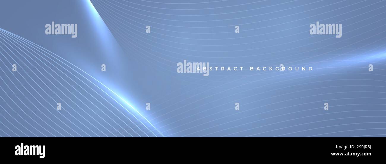 Soft blue wide abstract vector background with glowing wavy lines ...