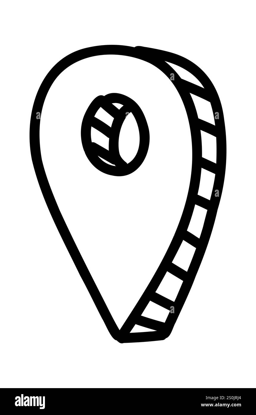 Doodle map pin, hand drawn navigation, sign location. Set isolated on ...