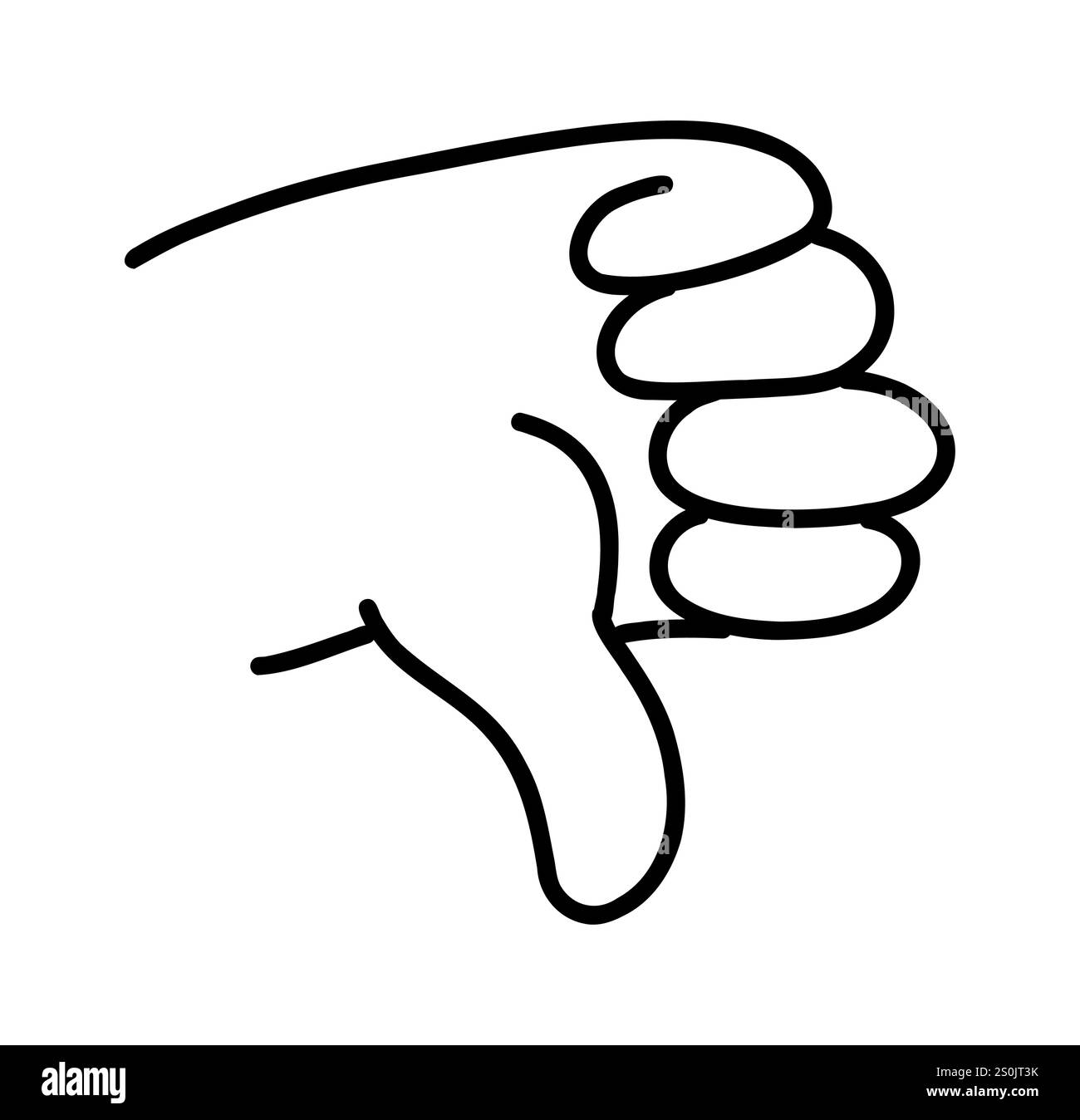 Thumb down hand gesture, doodle style vector illustration for reviews ...