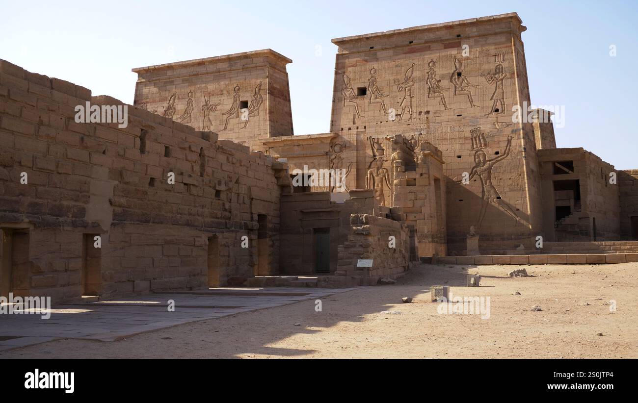 First pylon of the Temple of Isis at Philae, Egypt Stock Photo - Alamy