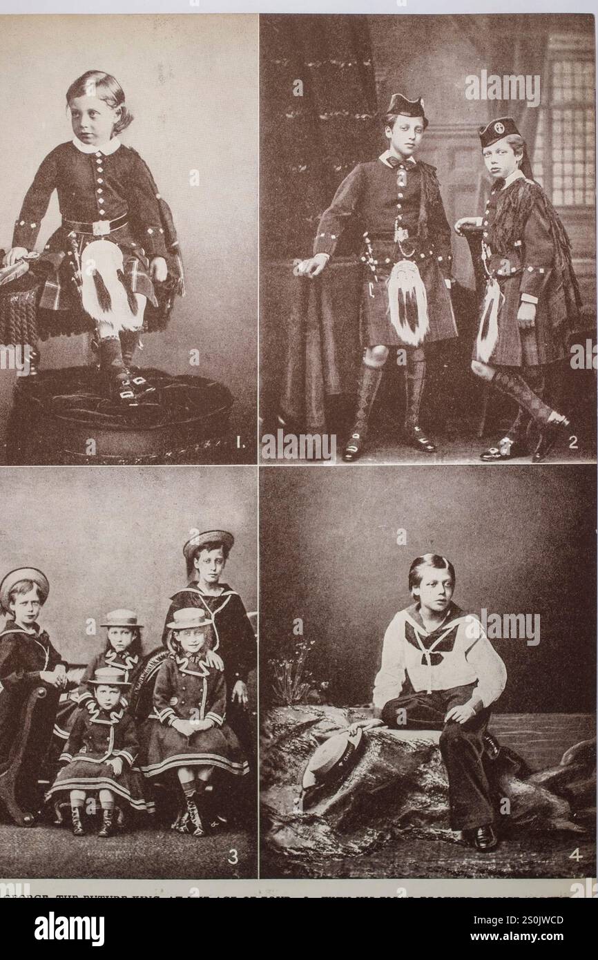 Vintage sepia black & white collage of royal children in 19th-century ...