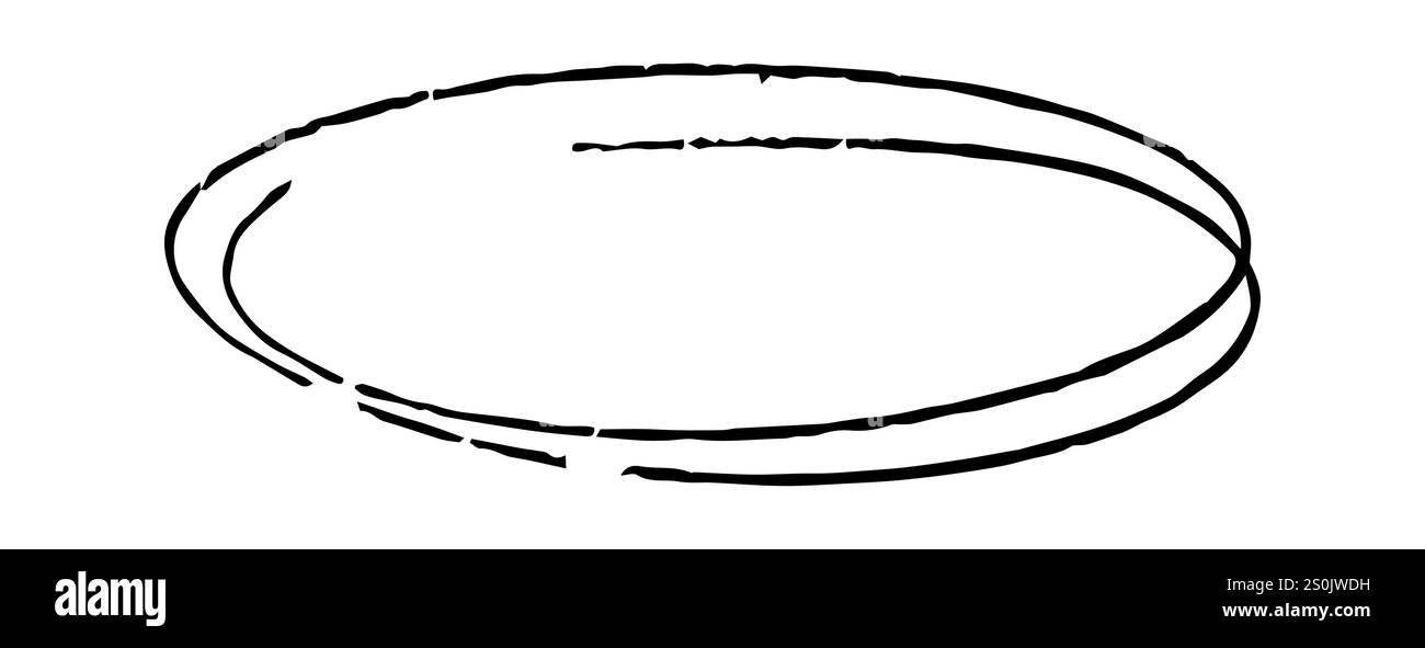 Doodle oval frame. Hand drawn circle pencil sketch. Vector scribble ...